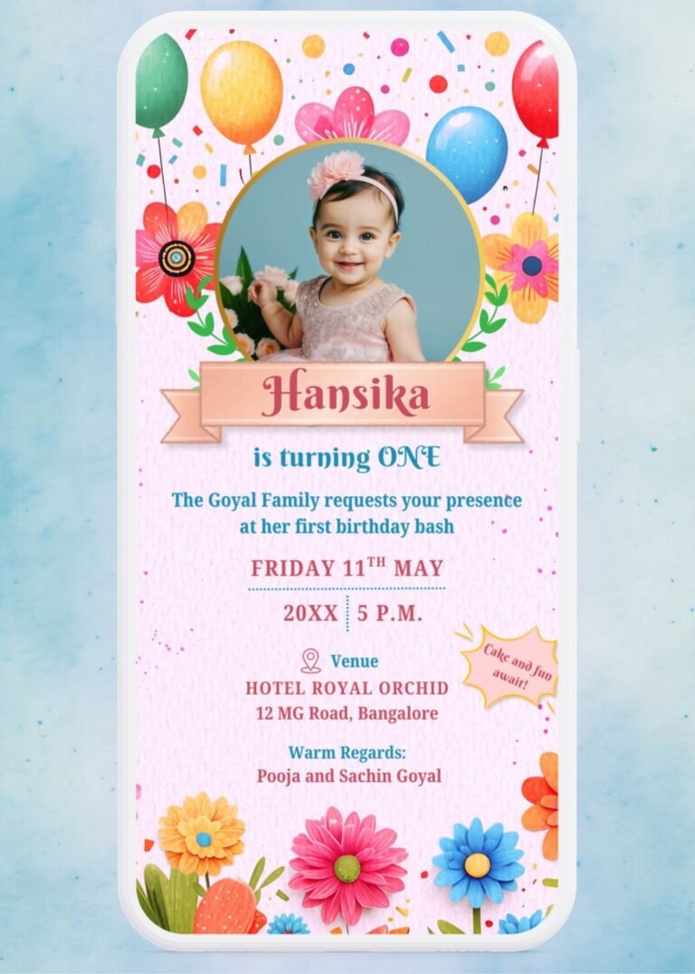 First Birthday Invitation for Baby Girl – Editable Canva Template ...